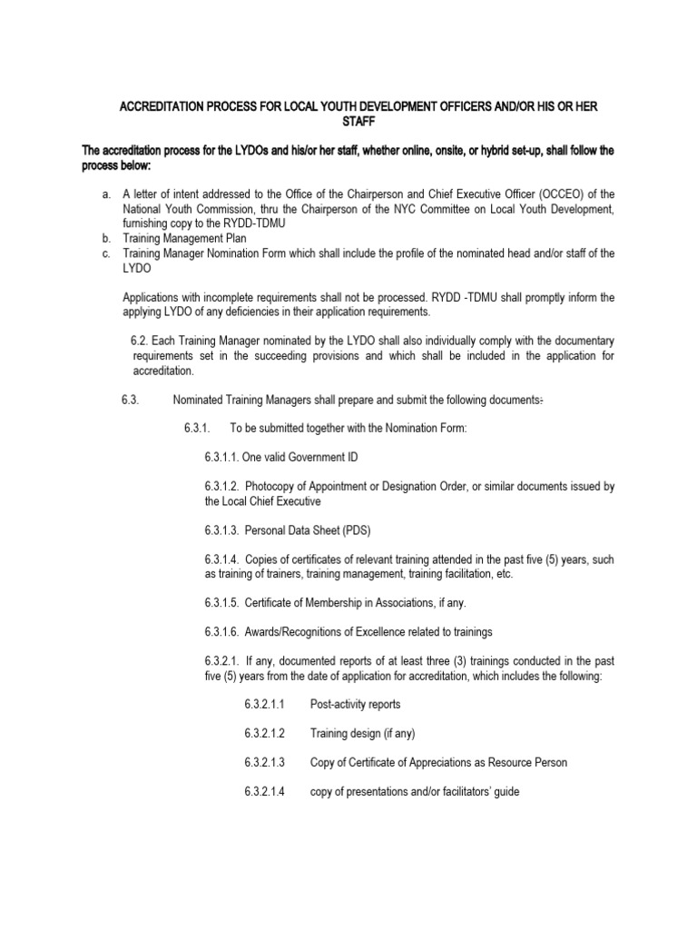 LYDO Accreditation Process Overview | PDF | Government