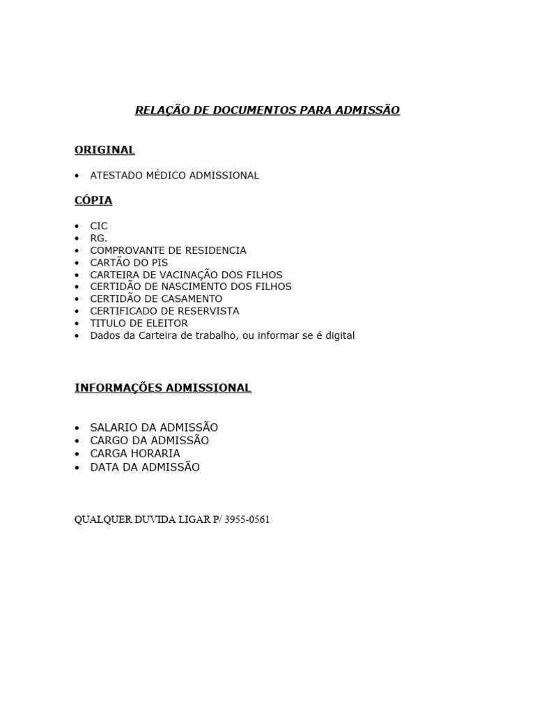 Modelo De Cargo De Recepcionejemplos De Documentos Necessarios