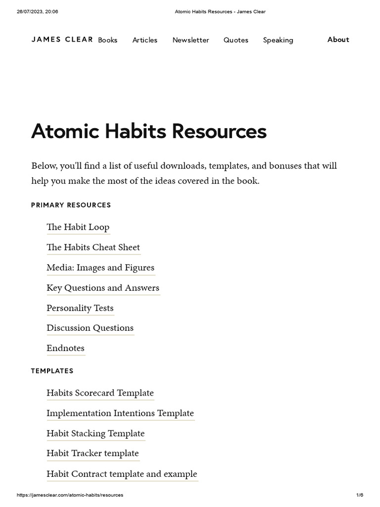 00 Atomic Habits Resources - James Clear | PDF | Career & Growth ...
