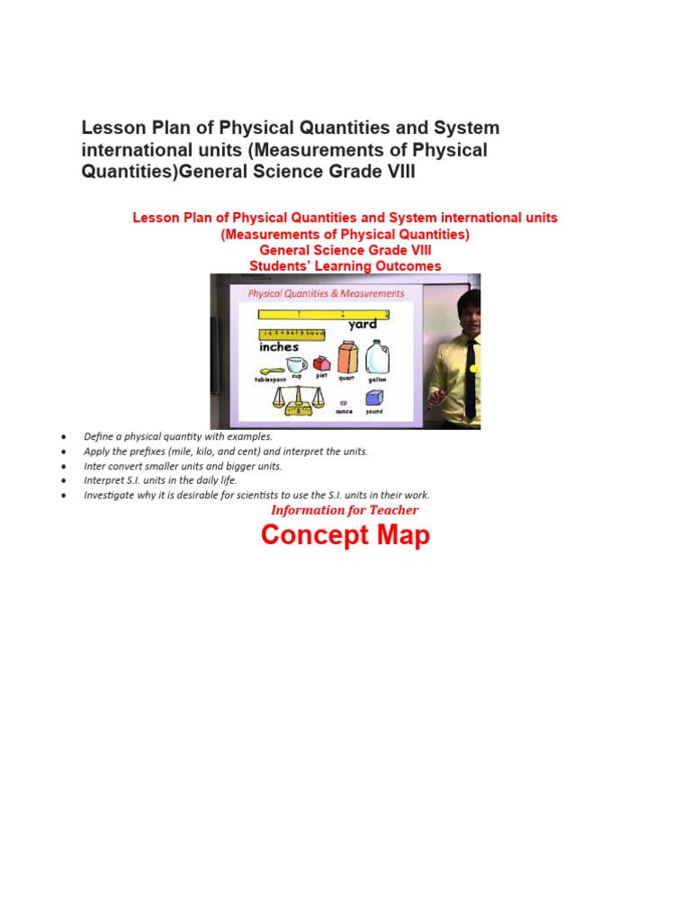 Lesson Plan of Physical Quantities and System International Units | PDF ...
