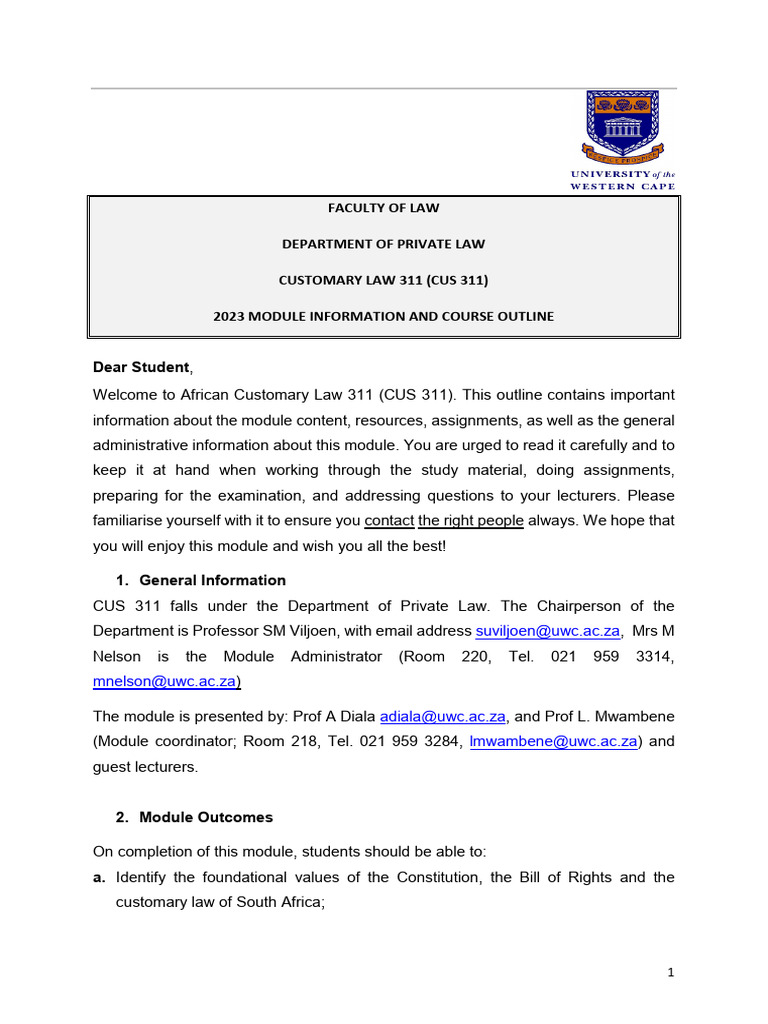 2023 Cus311 Module Outline Pdf Marriage Learning