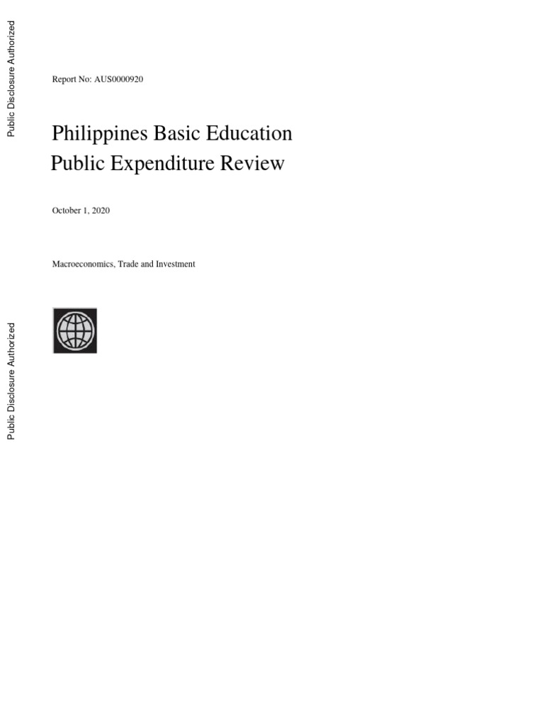 Philippines Basic Education Public Expenditure Review: Report No: AUS0000920 | PDF | Government ...
