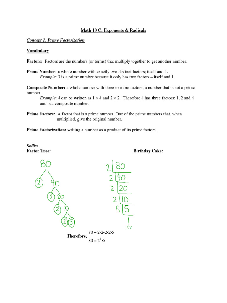 1-1 Exponents Rads Concept Sheets | Download Free PDF | Numbers ...