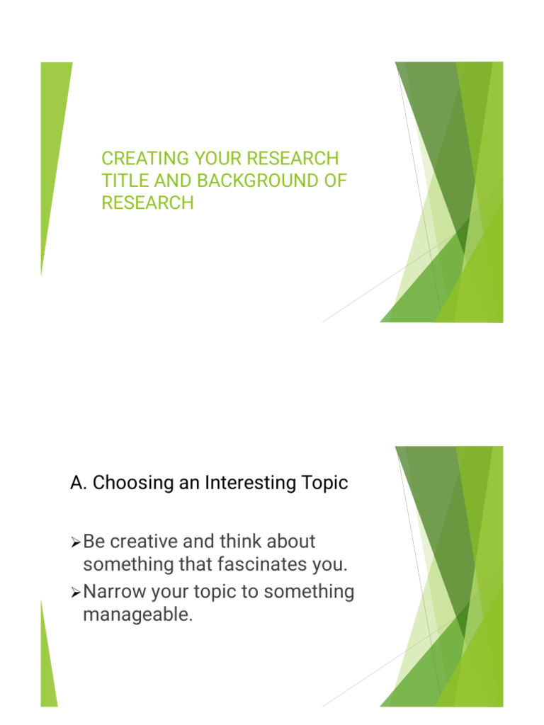 Creating Your Research Title and Background of Research | PDF ...