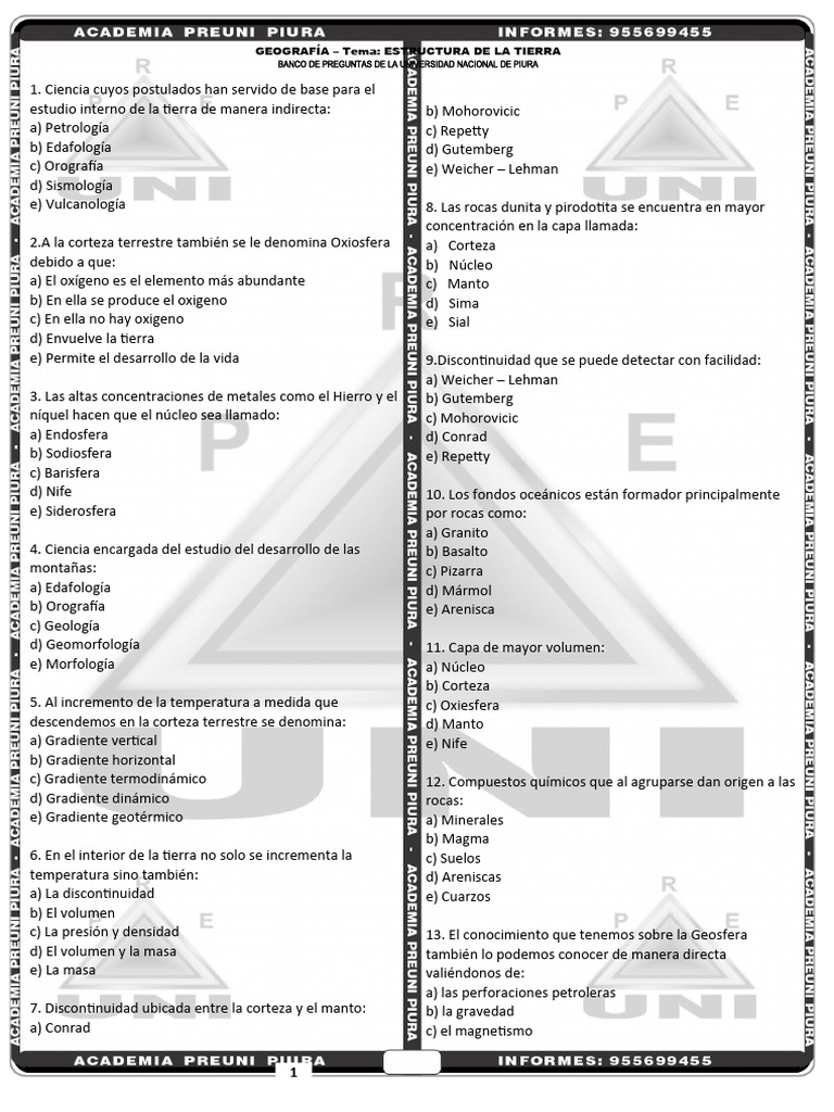 Temas 5 - Estructura de La Tierra | PDF | Roca (geología) | Tierra