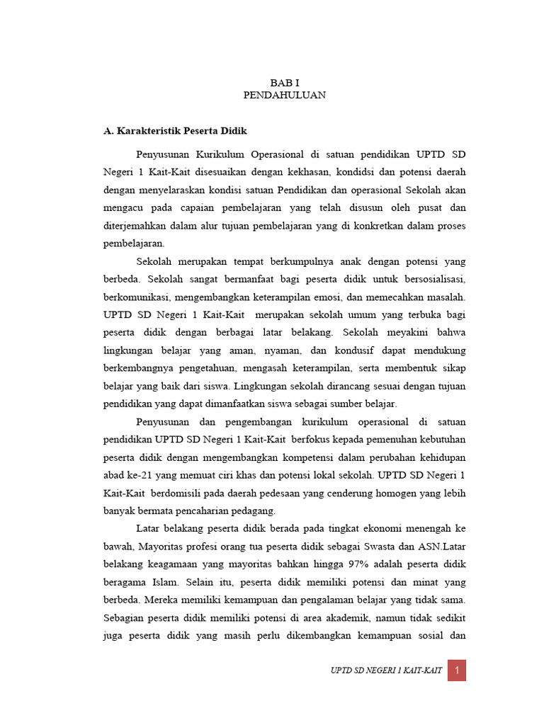 Isi Kosp SDN 1 Kait-Kait 2023-2024 | PDF