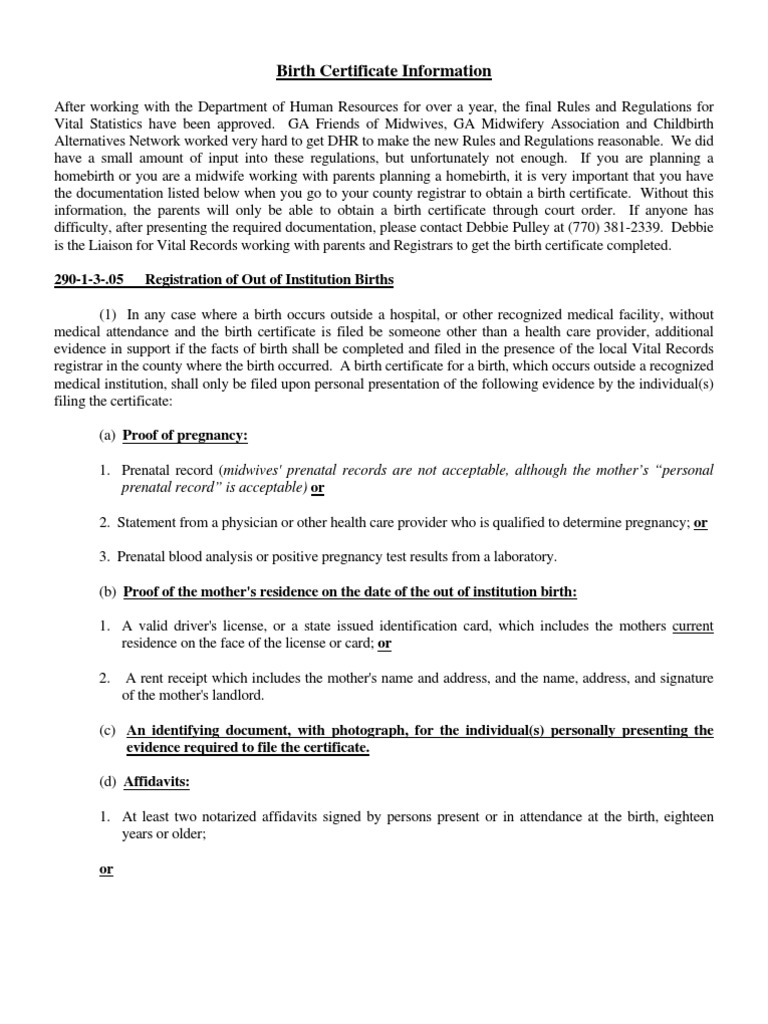 Birth Certificate Information | PDF | Birth Certificate | Midwife