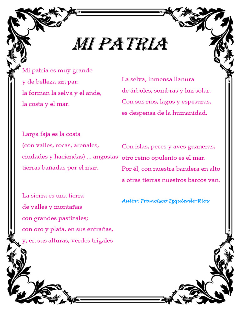 MI PATRIA Poema Izquirdo Rios | PDF