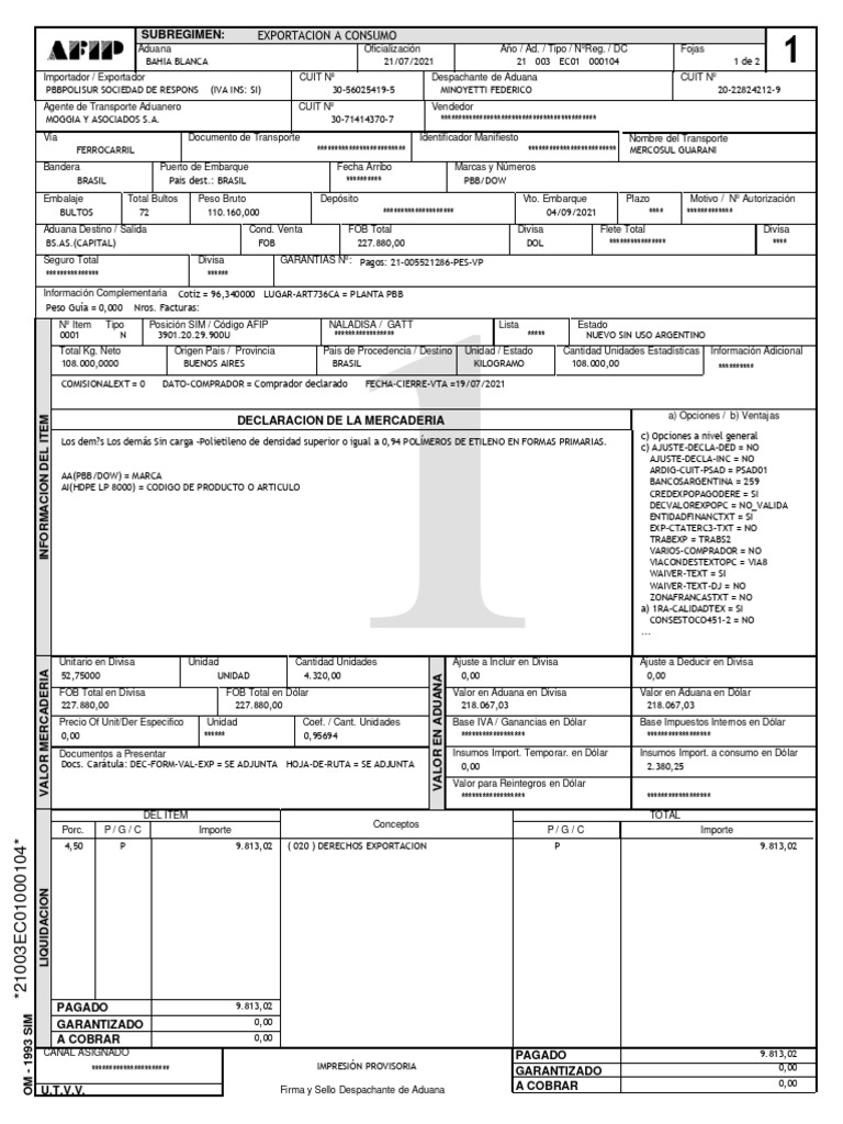 Despacho | PDF | aduana | Comercio