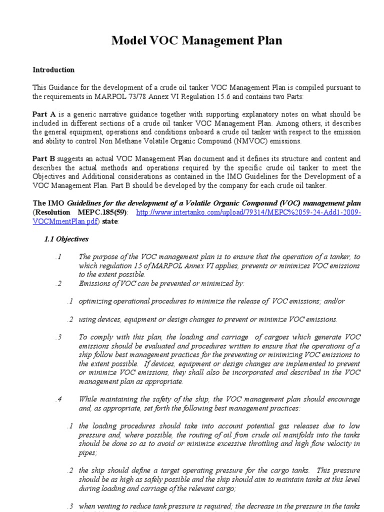 Guidelines For VOC Management Plan - Final - 2010 | PDF | Oil Tanker ...