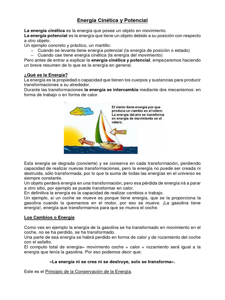 Energía Cinética y Potencial: Conceptos y Cálculos | PDF | Ciencia y ...