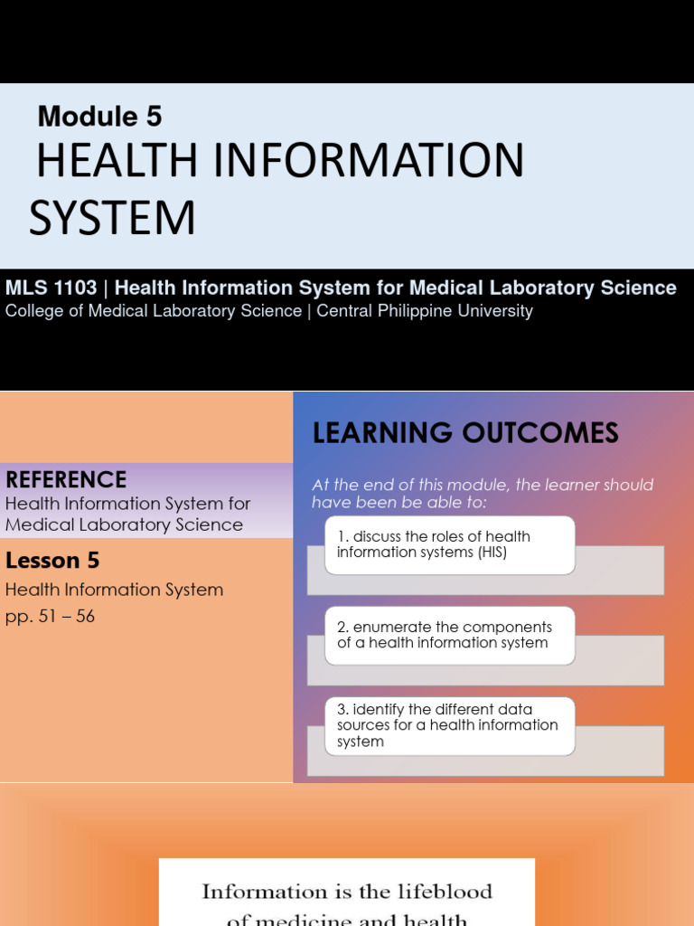 Lesson 5 HIS - Health Information System | PDF | Health Informatics | Information