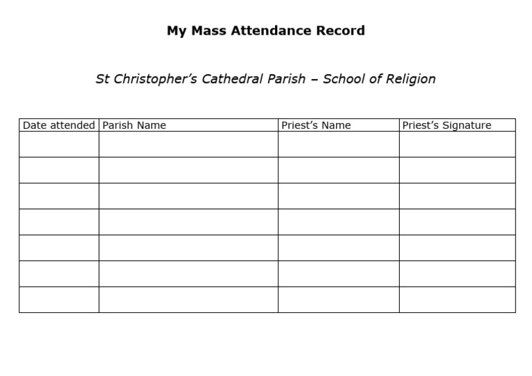 Mass Attendance Record Template | PDF