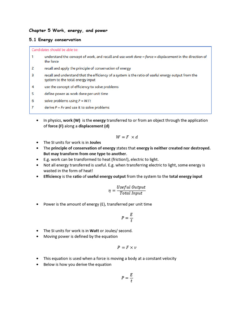 Chapter 5 Work, Energy, and Power | PDF | Power (Physics) | Velocity