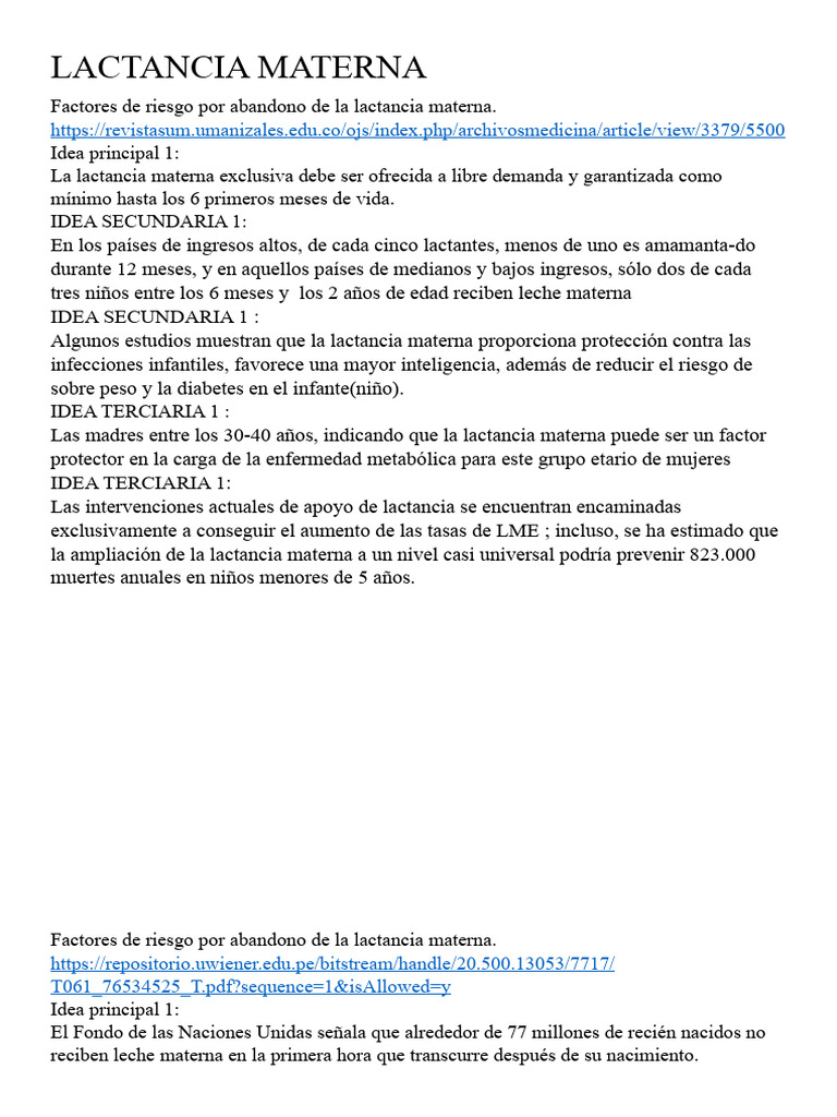 Lactancia Materna Pdf Amamantamiento Cuidado De La Salud