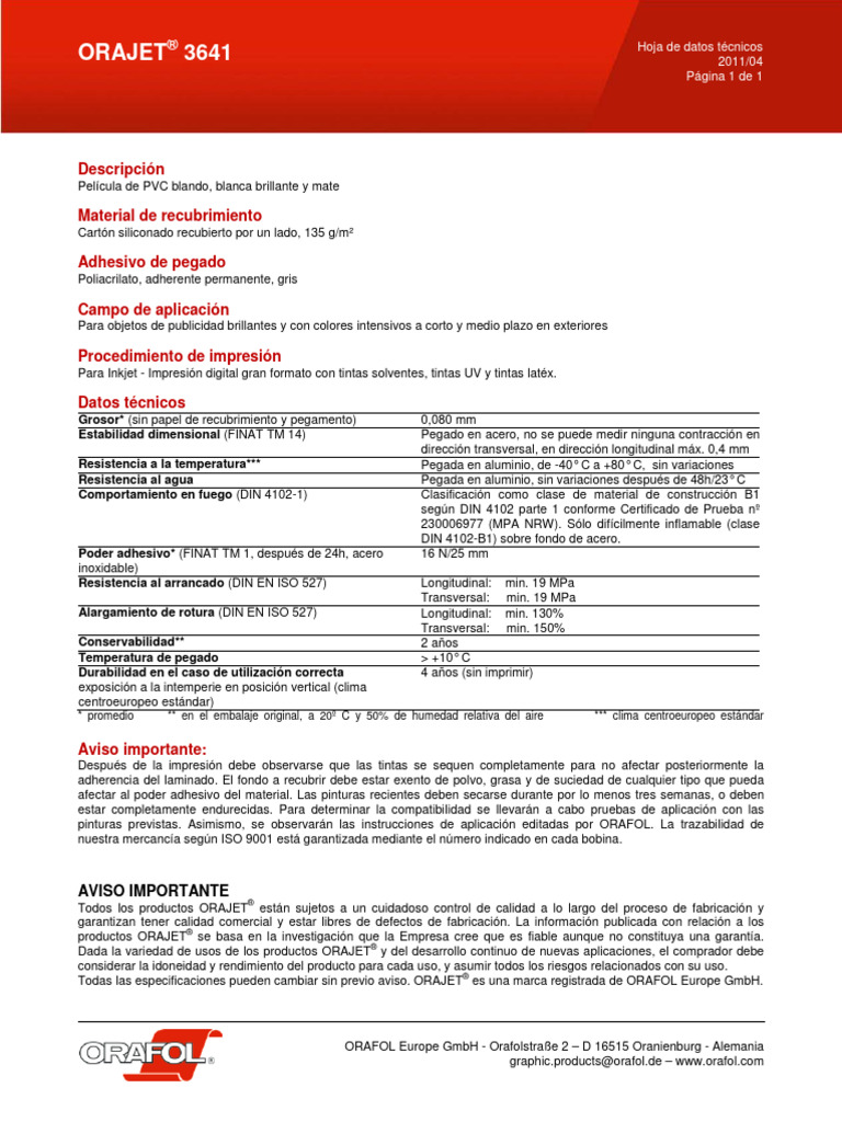 Orajet 3641 Eu Es | PDF | Sector secundario de la economía | Procesos industriales