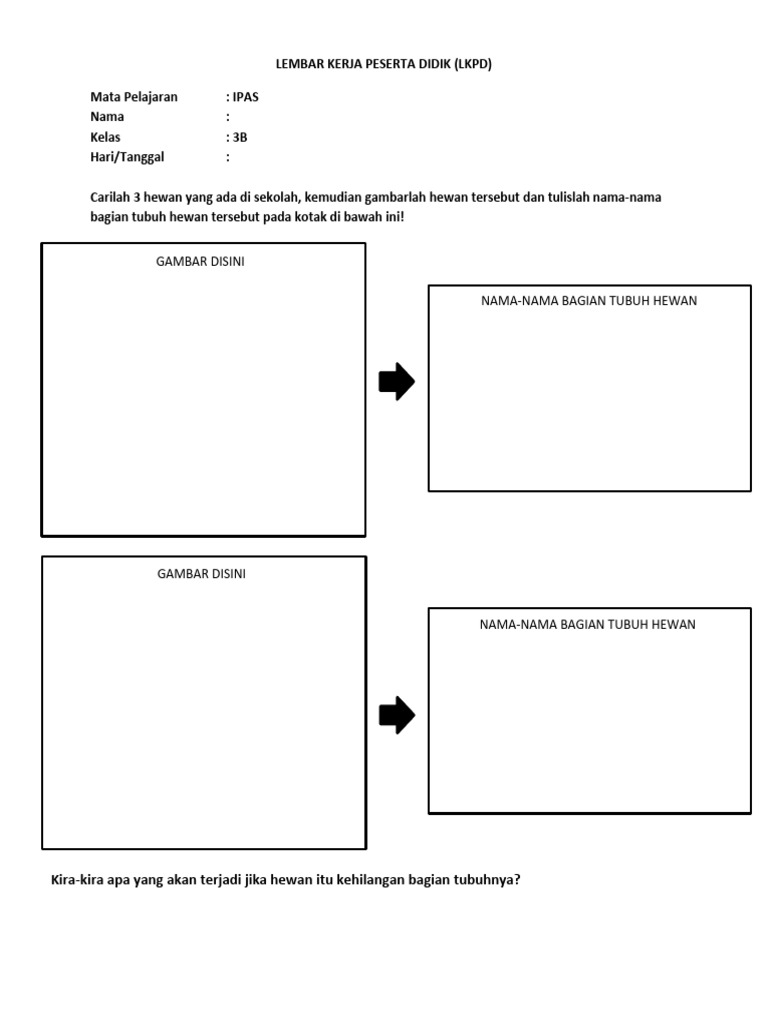 Tabel Bagian Hewan Kelas 3 Ipas | PDF
