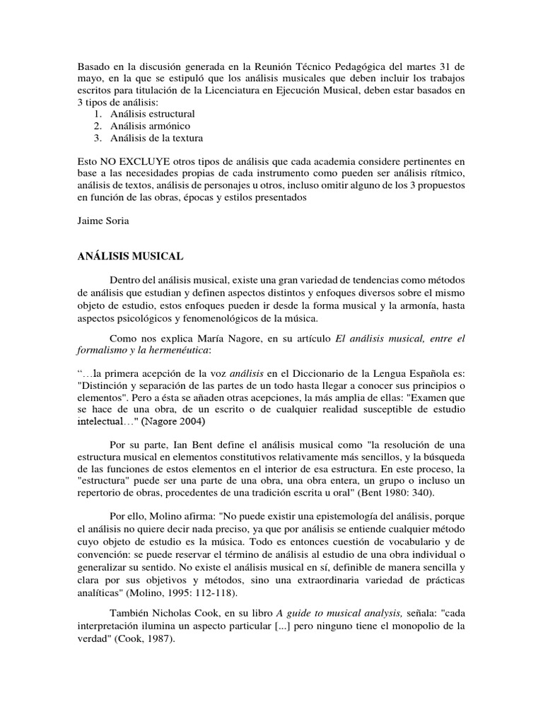 Tipos de Análisis Musical (Para Titulacion) - Jaime Soria | PDF ...