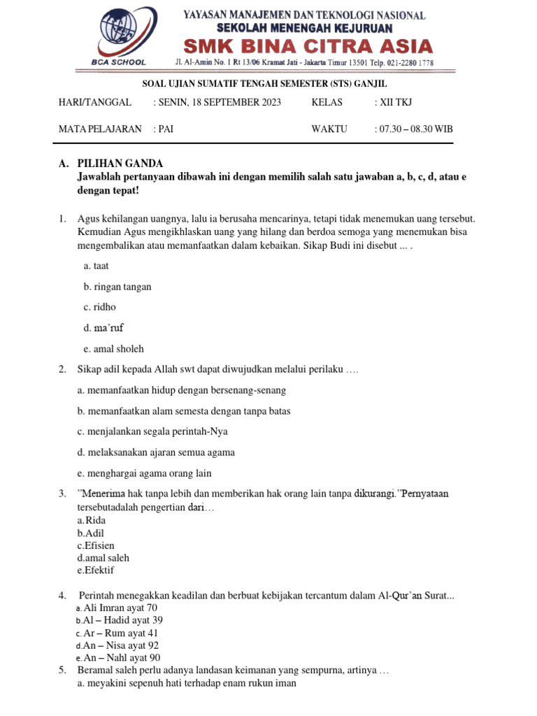 Pai Xii TKJ | PDF | Agama & Spiritualitas