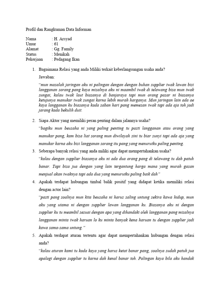Profil dan Data Informan Lengkap_074507 | PDF