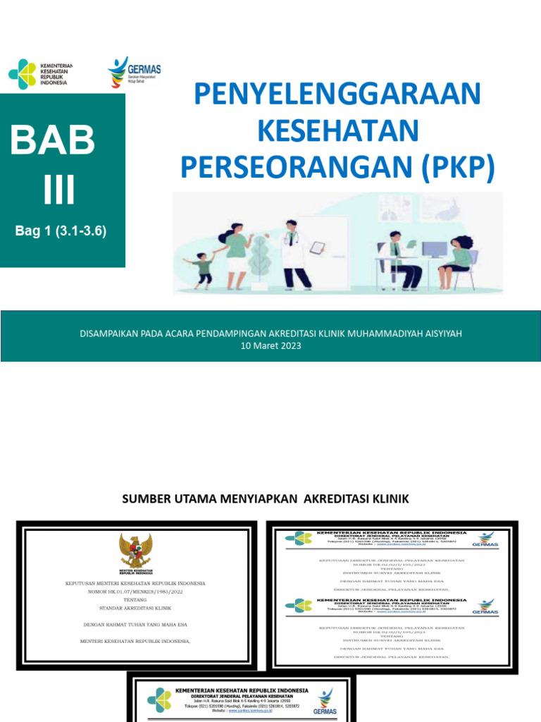 Penyelenggaraan Kesehatan Perseorangan (PKP) : BAB III | PDF