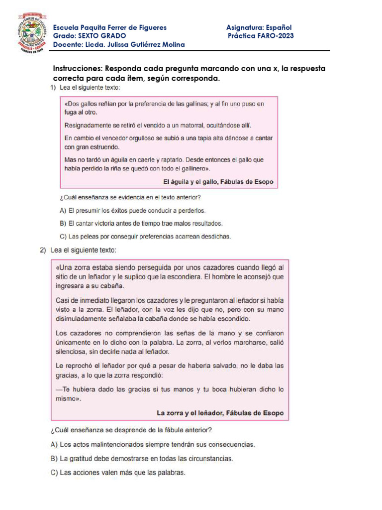Práctica PRUEBA NACIONAL 2023 | PDF