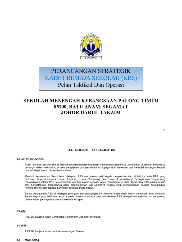 Latest 2 Pelan Strategik Pss 2018 Pdf