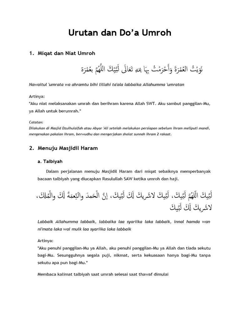 Panduan Doa dan Tata Cara Umroh | PDF