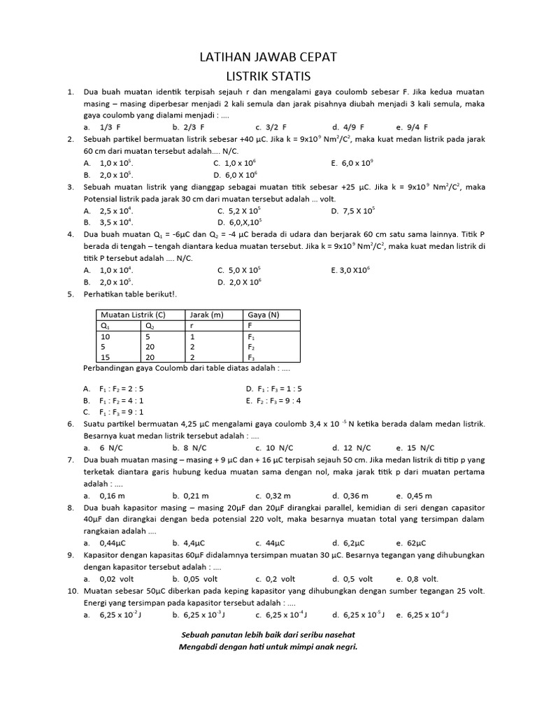 Latihan Jawab Cepat | PDF