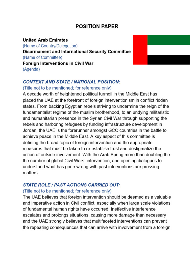 Position Paper | PDF | United Arab Emirates | Syrian Civil War