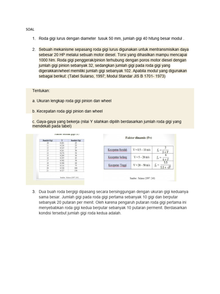 Soal Roda Gigi | PDF