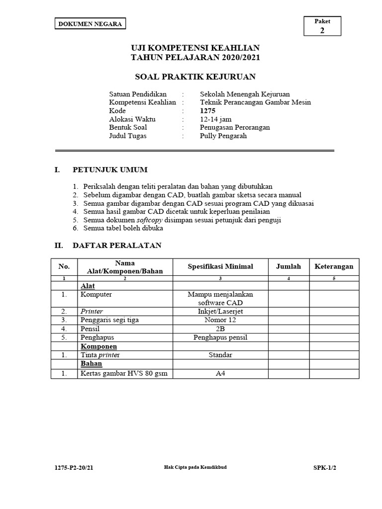 1275-P2-SPK-Teknik Perancangan Gambar Mesin-K13rev Edit | PDF ...