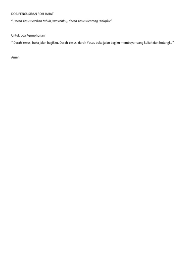 Doa Pengusiran Roh Jahat | PDF