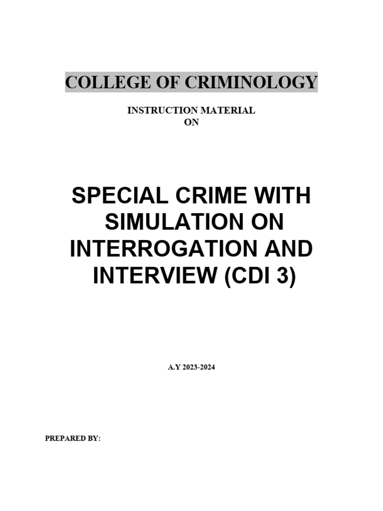 Special Crime Investigation Guide 2023 | PDF | Confession (Law ...