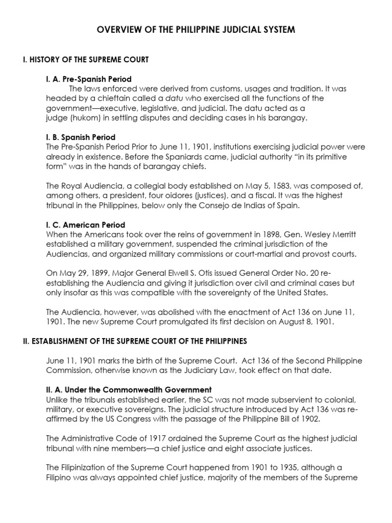Philippine Judicial System Overview | PDF | Courts | Public Law