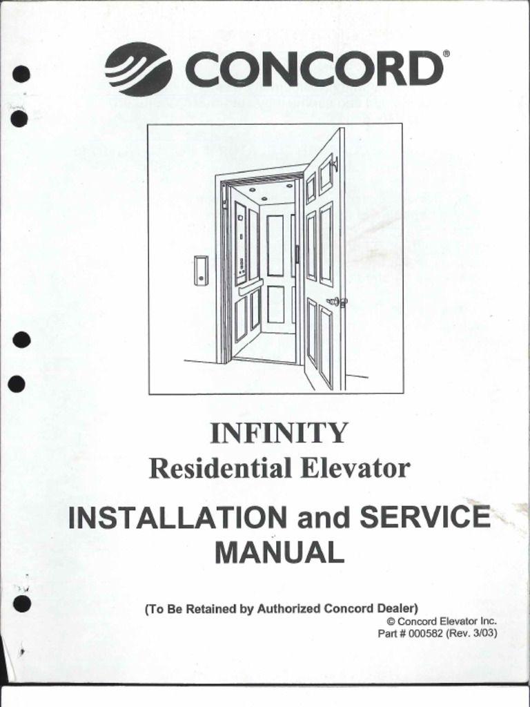 Concord Infinity Residential Elevator Instal & Service Searchable | PDF ...