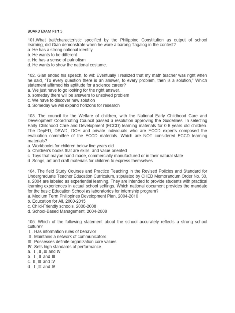 BOARD EXAM Part 5 | PDF | Teachers | Schools