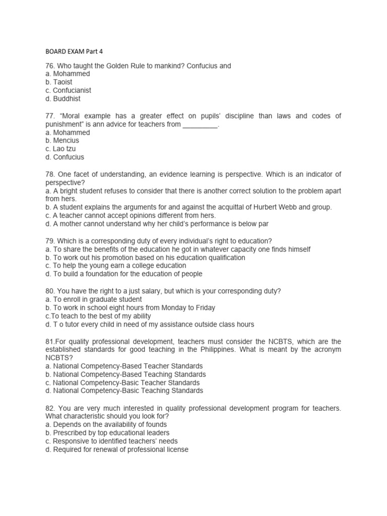 BOARD EXAM Part 4 | PDF | Teachers | Learning