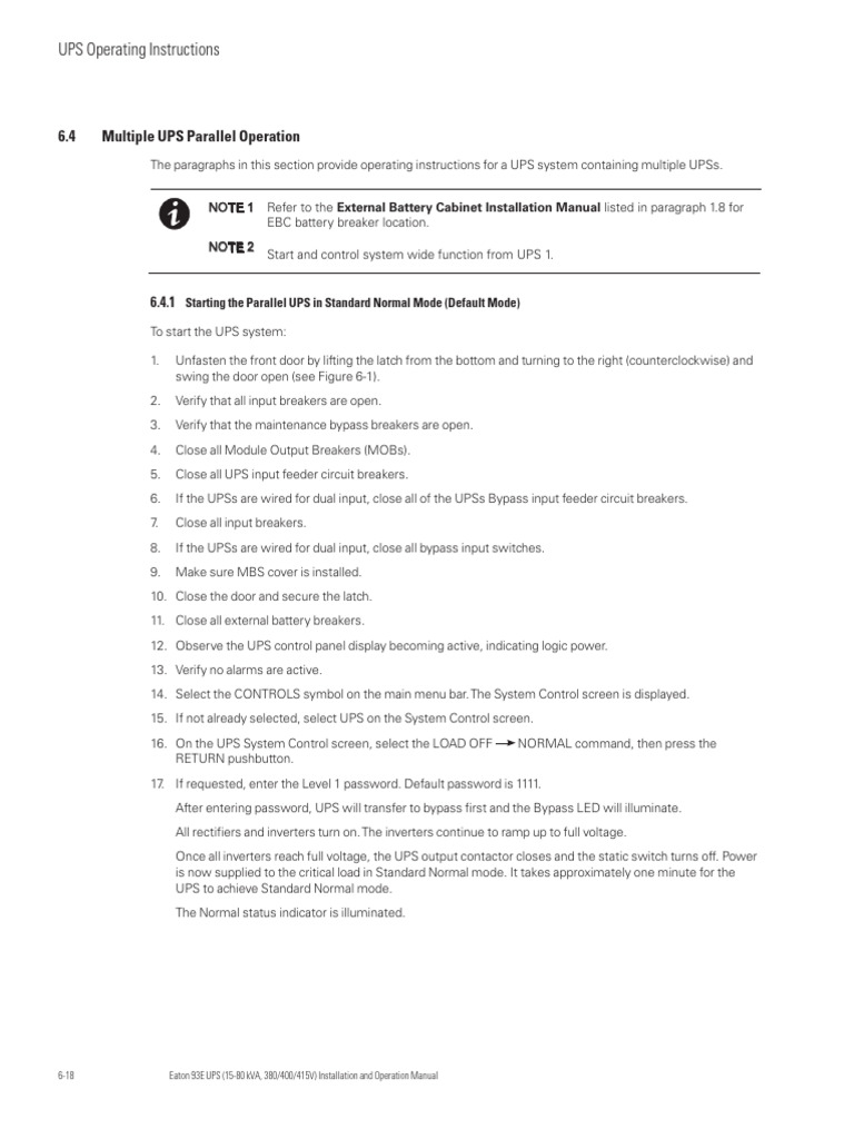 Eaton 93E-15-80 kVA Operation | PDF | Power Inverter | Switch