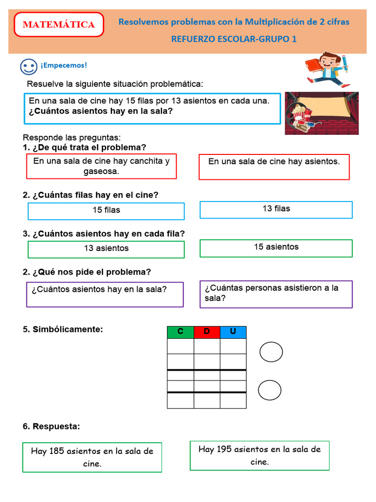 D5 A1 FICHA MAT. Resolvemos Problemas de Multiplicamos Por 2 Cifras | PDF