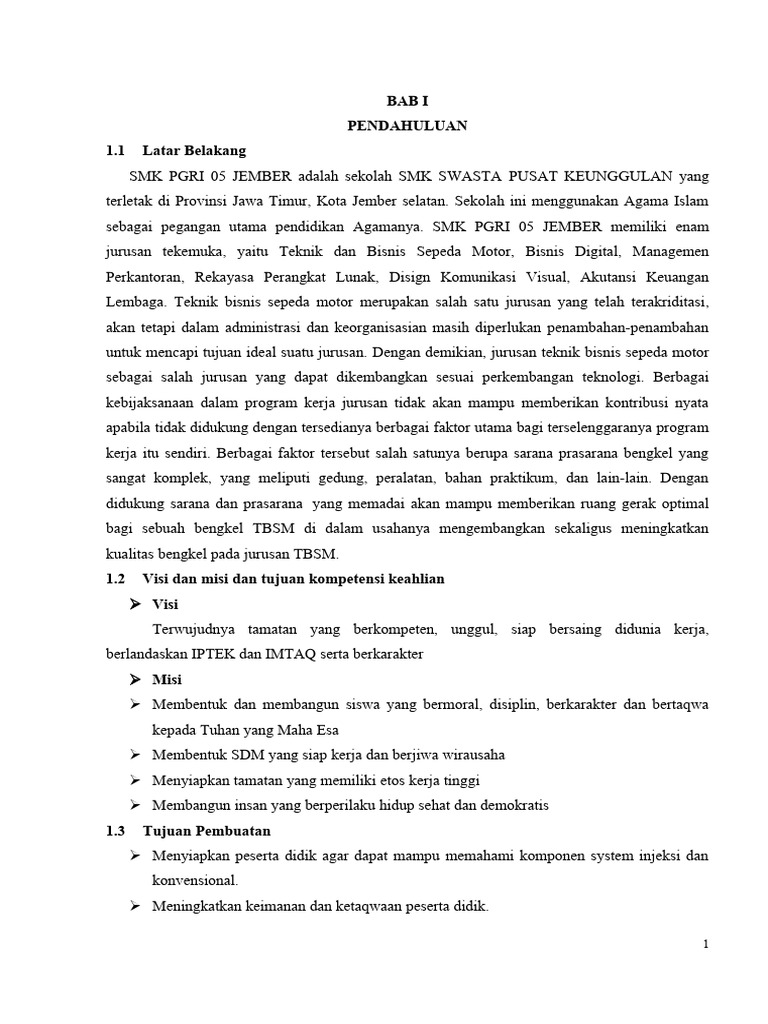 PROGRAM KERJA TBSM SMK Pgri 05 Jember | PDF
