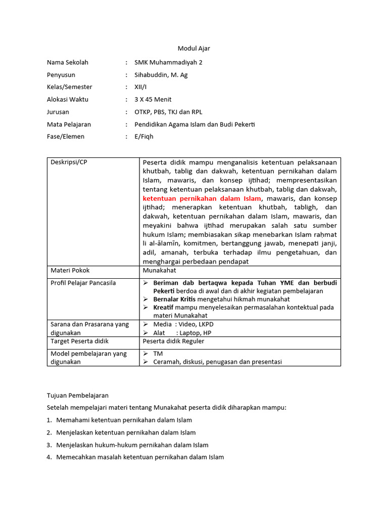 IHT Modul Ajar | PDF
