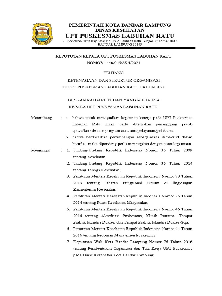 SK 45 Ketenagaan Dan Struktur Organisasi | PDF