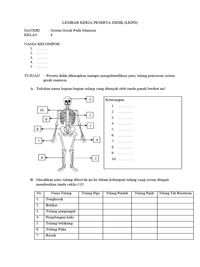 LKPD Sistem Gerak 1 | PDF