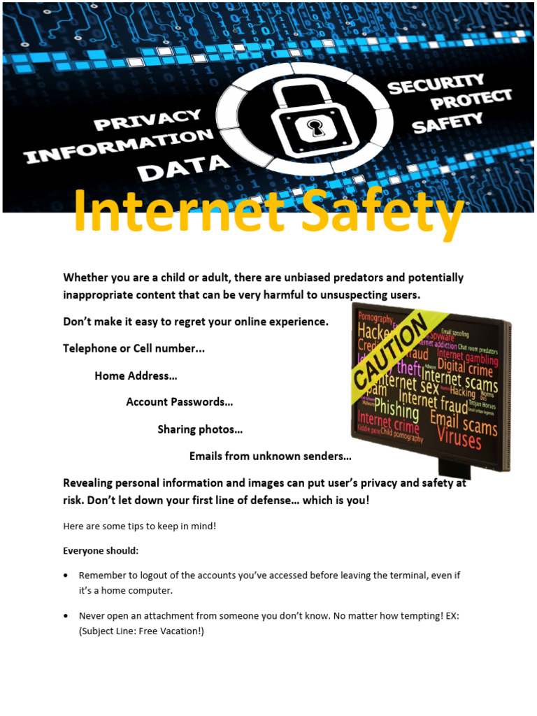 Internet Safety Tips | PDF | Internet | Online And Offline