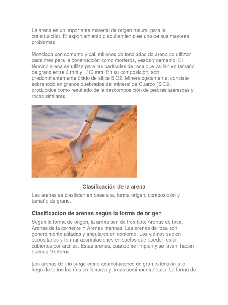 La Arena Es Un Importante Material de Origen Natural para La ...