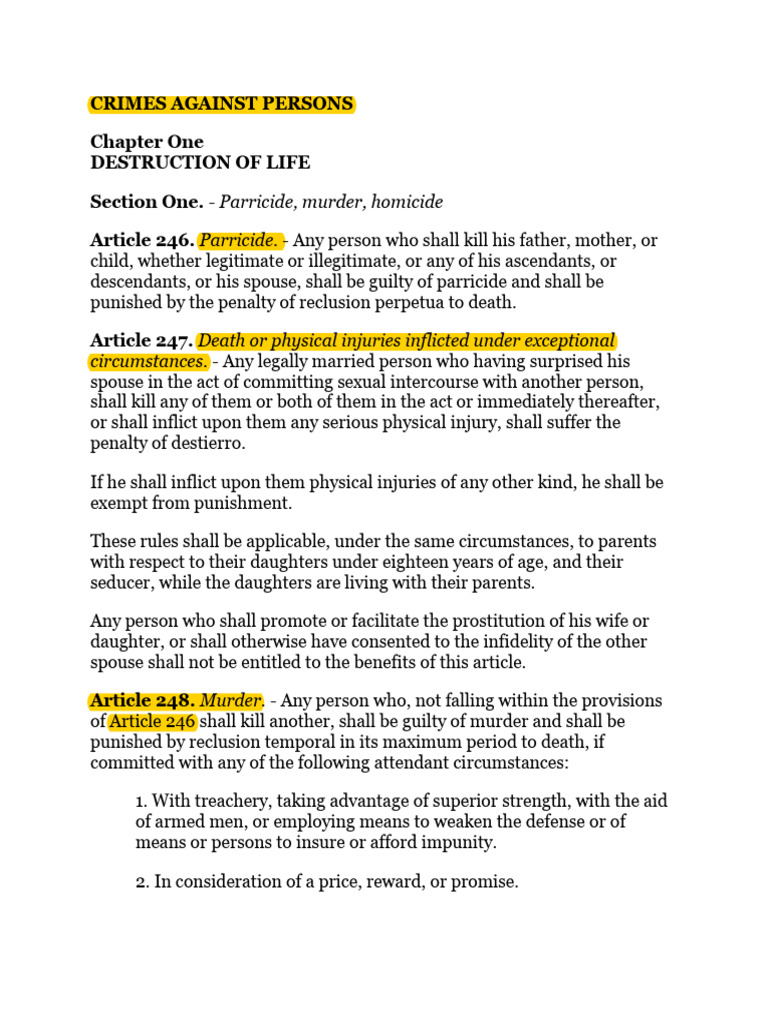 Crimes Against Persons | PDF | Murder | Criminology