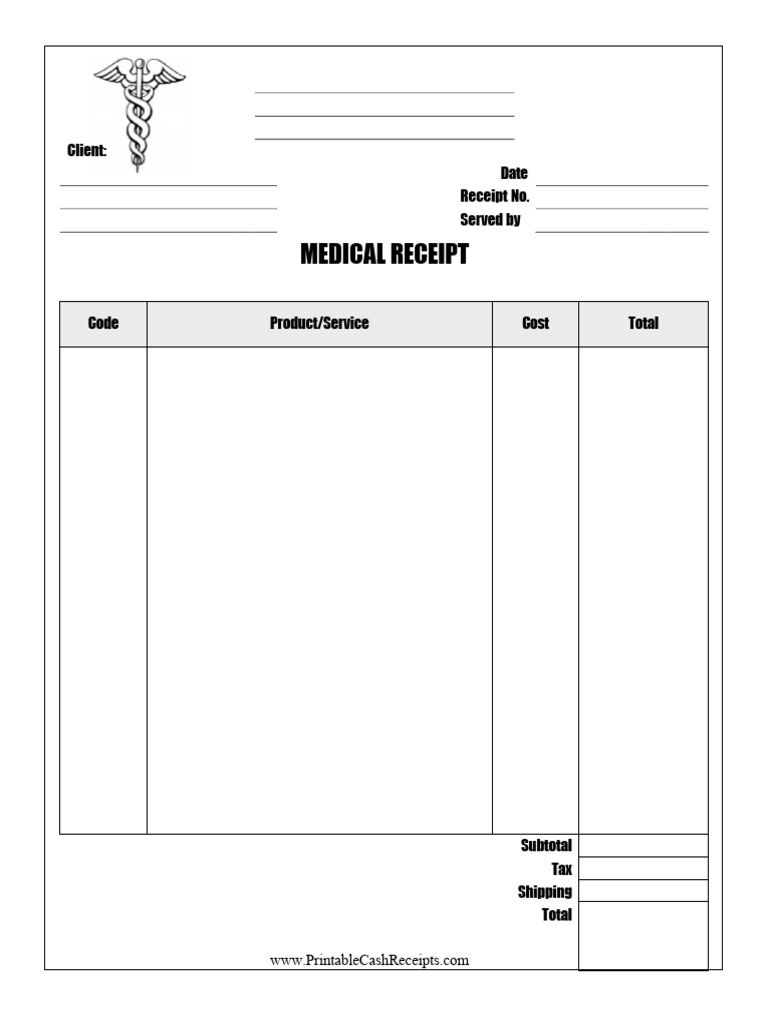 Medical Receipt Template Sample | PDF