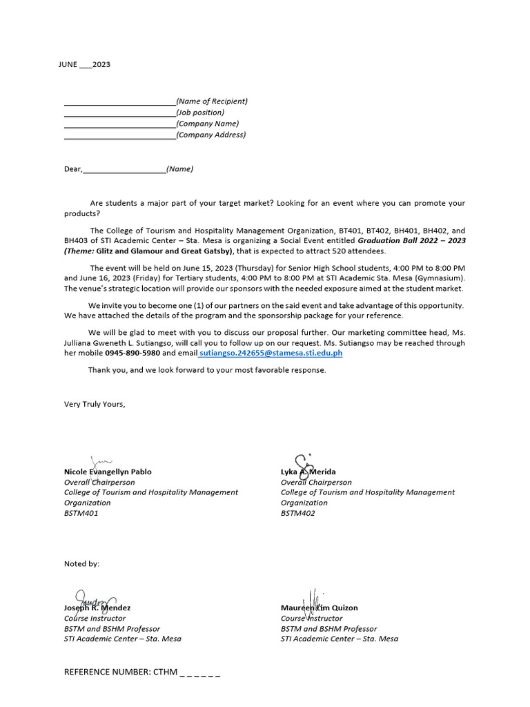 Sponsorship Letter Huge Event | PDF | Human Communication | Mass Media
