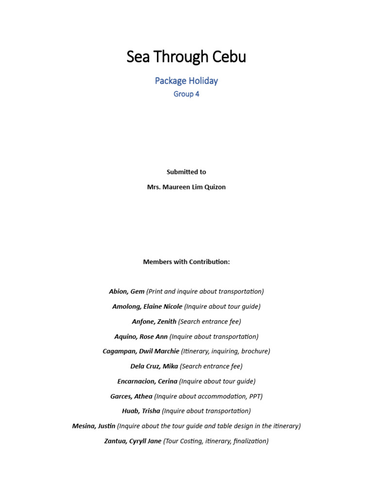 Itinerary Sea Through Cebu | PDF | Food And Drink | Meal